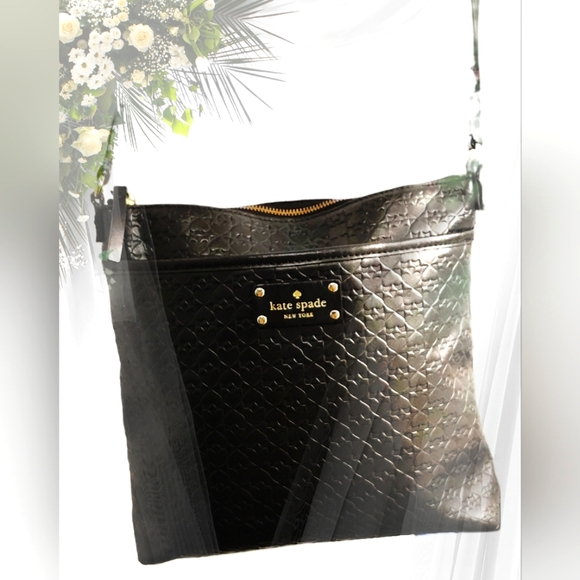 kate spade | Bags | Sold Kate Spade Black Embossed Spade Signature ...